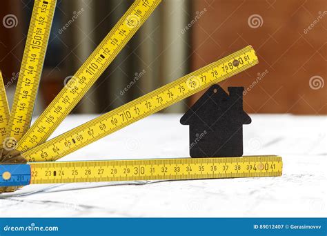 Architecht Blueprints Ruler And A House Stock Image Image Of