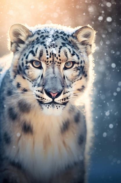 Premium Ai Image Adult Snow Leopard Portrait