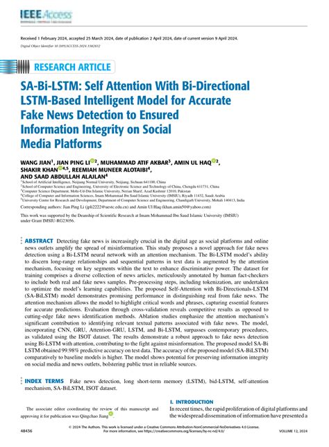Pdf Sa Bi Lstm Self Attention With Bi Directional Lstm Based