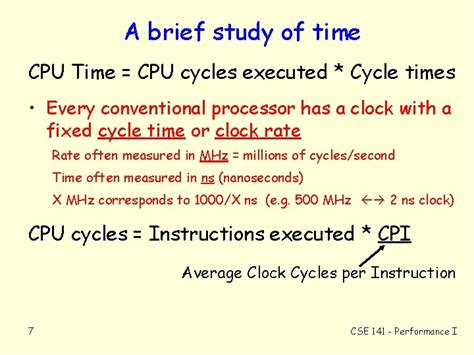 Measuring Performance Part I 11802 Cse 141 Performance
