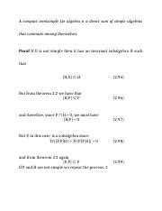A Compact Semisimple Lie Algebra Is A Direct Sum Of Simple Algebras That Commute Among