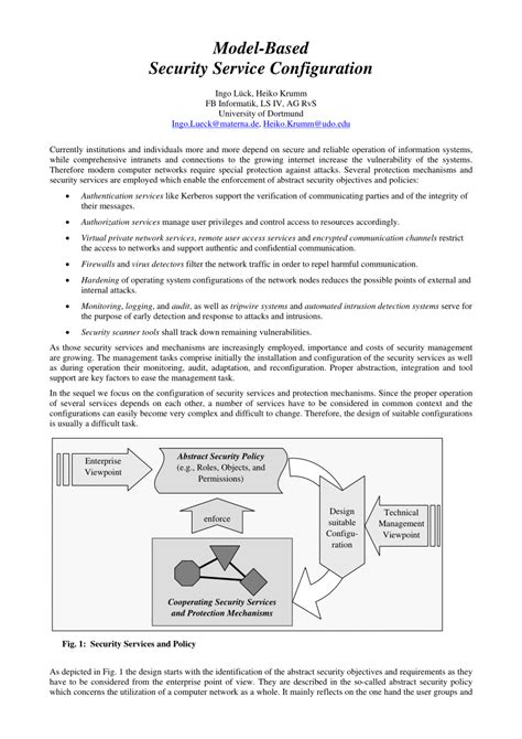 pdf model based security service configuration