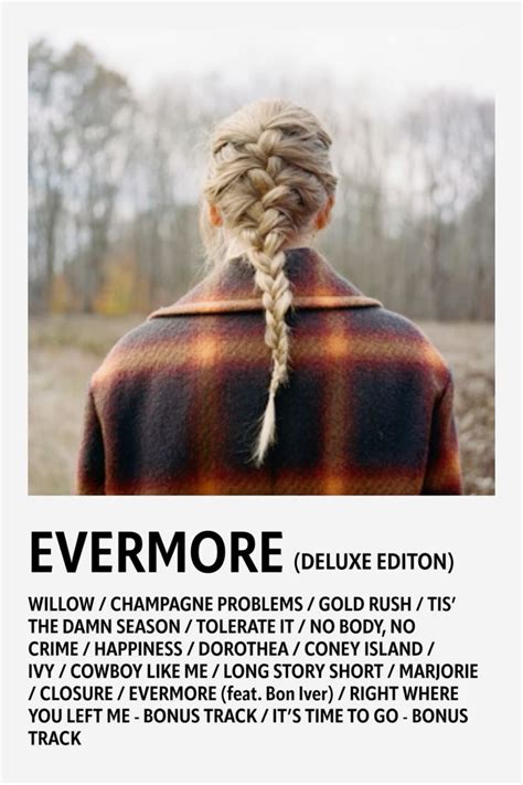 Taylor Swift Evermore Dlx Album Poster Taylor Swift Album Cover