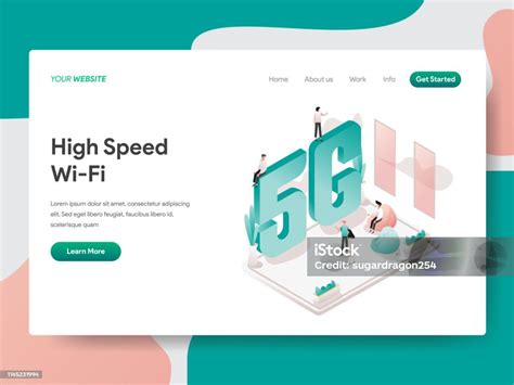 고속 Wifi 그림 개념의 방문 페이지 템플릿입니다 웹 사이트 및 모바일 웹 사이트에 대 한 웹사이트 디자인의 아이소메트릭