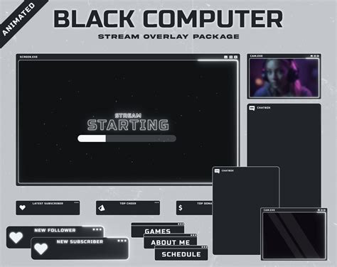 Black Computer Twitch Overlay Package Oakway Graphics