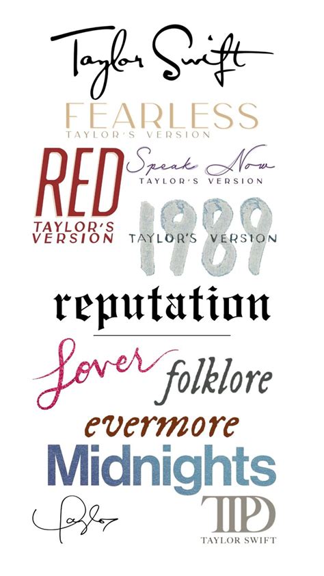 Taylor Swift Album Font List Satisfaction Eras Sequoia Fearless Carla Sans Light