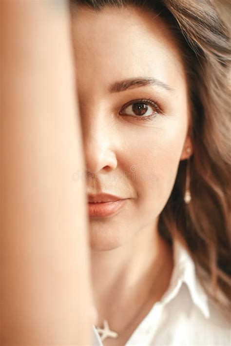 Close Up Portrait Of Beautiful Woman With Her Hair Down Stock Image