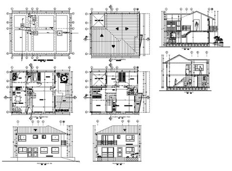 Section Elevation And Plan Of Housing Structure In Autocad File