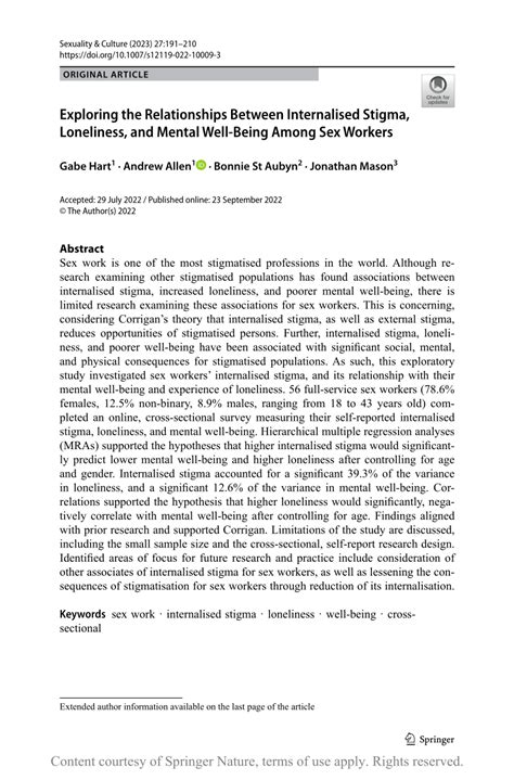Pdf Exploring The Relationships Between Internalised Stigma