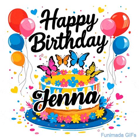 Jenna Happy Birthday A Beautiful Animated Image With Cake Download