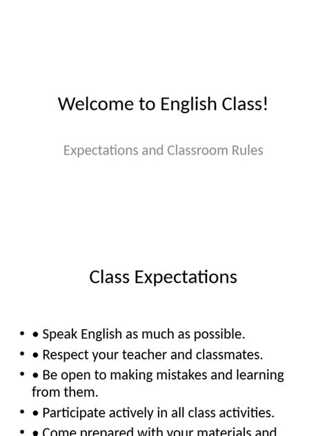 Englishclassexpectationsandrules Pdf