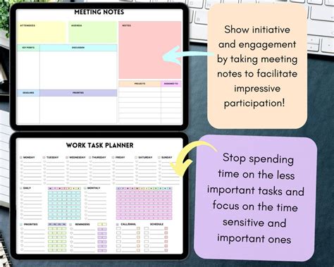 Work Planner Bundle Office Task Tracker Printable Work Day Organizer