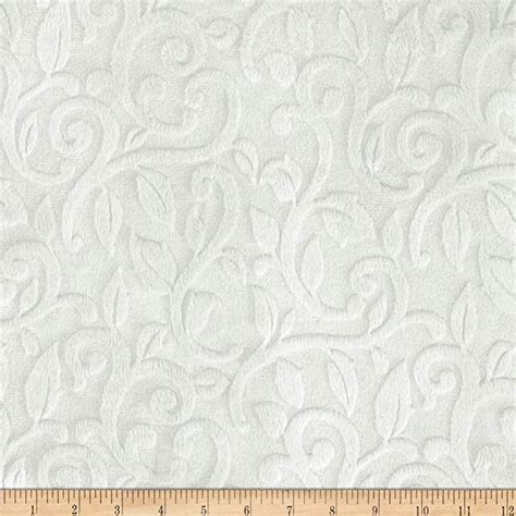 Shannon Minky Cuddle Embossed Vine White Fabric By The Yard