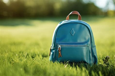 Premium Ai Image School Backpack On Grass