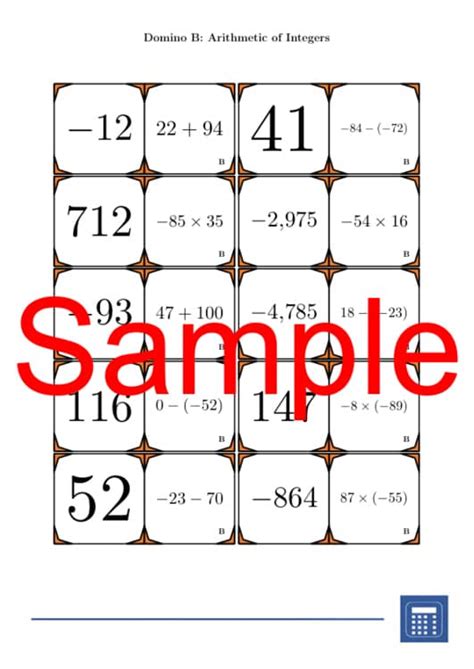 Arithmetic Of Integers Domino Math Activity By Math And Physics