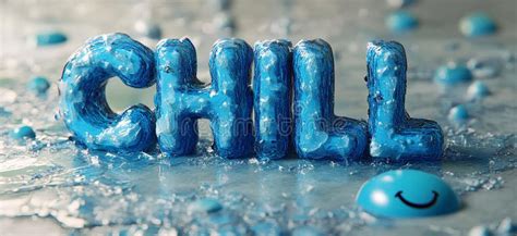 Chill Text In Frozen Water With Drips Stock Illustration