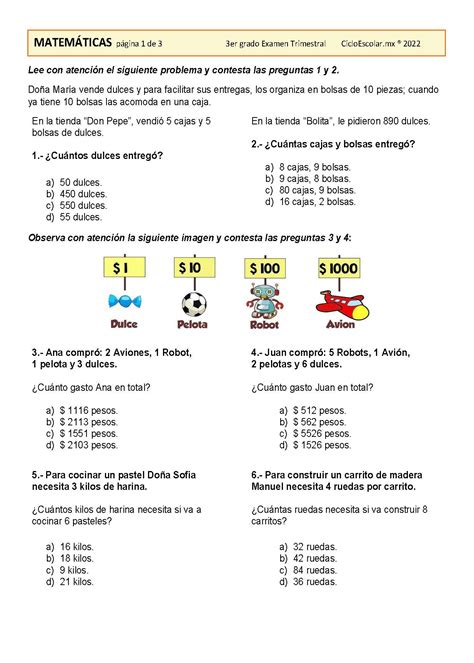 Examen Trimestre Bloque I 3° Primaria Ciclo Escolar 2022 2023página02