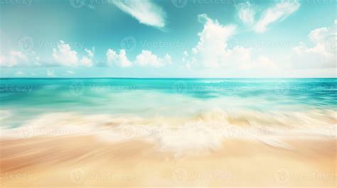 Abstract Blur Defocused Background Tropical Summer Beach With Golden