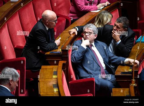 Eric Ciotti And Patrick Hetzel Les Republicains Lr During A Session Of Questions To The