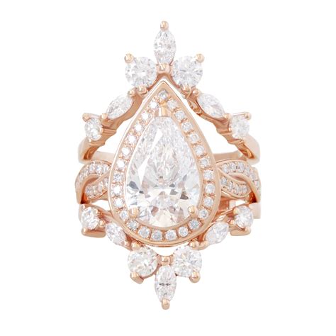 2 Carat Pear Diamond Infinity Twist Shank Engagement Ring And Diamond Ri