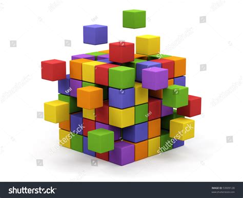 Abstract 3d Illustration Cube Assembling Blocks Stock Illustration