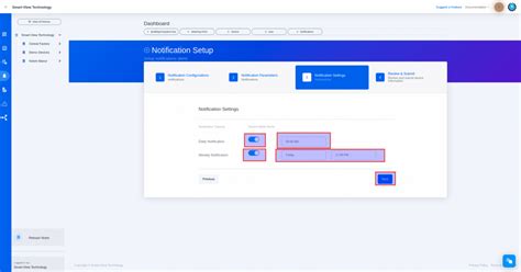 Setup Notification Type On Metering Section Smart View Technology
