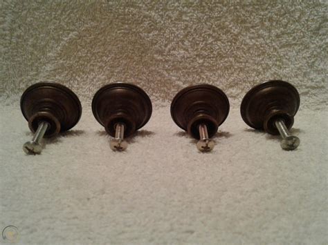 4 Antique Brass Porcelain Hitchcock American Eagle Drawer Knobs Pulls