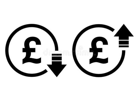 Set Of Cost Symbol Pound Increase And Decrease Icon Money Vector