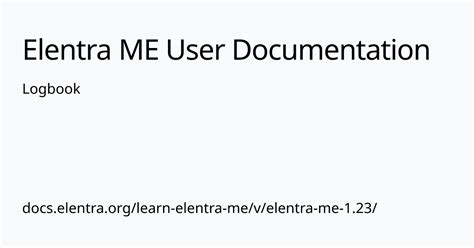 logbook elentra me user documentation
