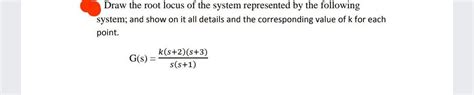 Solved Draw The Root Locus Of The System Represented By The Chegg