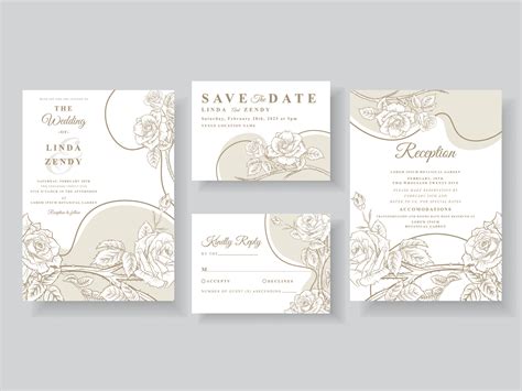 Minimalist Wedding Invitation With Floral Line Art 6786759 Vector Art