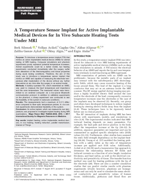 Pdf A Temperature Sensor Implant For Active Implantable Medical