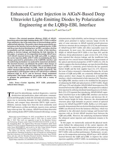 Pdf Enhanced Carrier Injection In Algan Based Deep Ultraviolet Light Emitting Diodes By