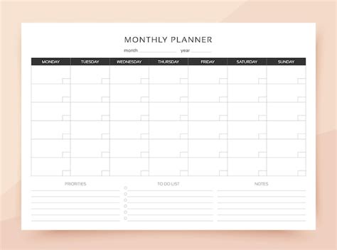 Premium Vector Monthly Planner Simple Timetable Template Vector