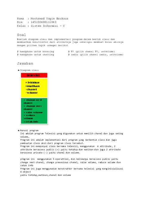 Pdf Pemrograman Lanjut Tugas 1 Enkapsulasiclass Aksikonstruktor
