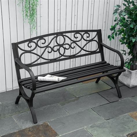 Banco De Ferro Branco 53x123x86cm Para Exterior O Meu Jardim