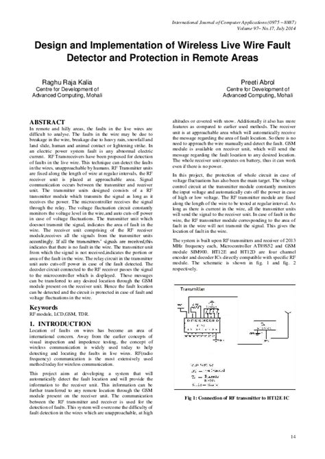 Pdf Design And Implementation Of Wireless Live Wire Fault Detector