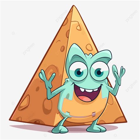 Triangle Vector Sticker Clipart Blue Cartoon Monster Sits Near A Piece Of Cheese Sticker