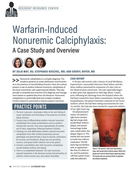 Pdf Warfarin Induced Nonuremic Calciphylaxis A Case Study And Overview
