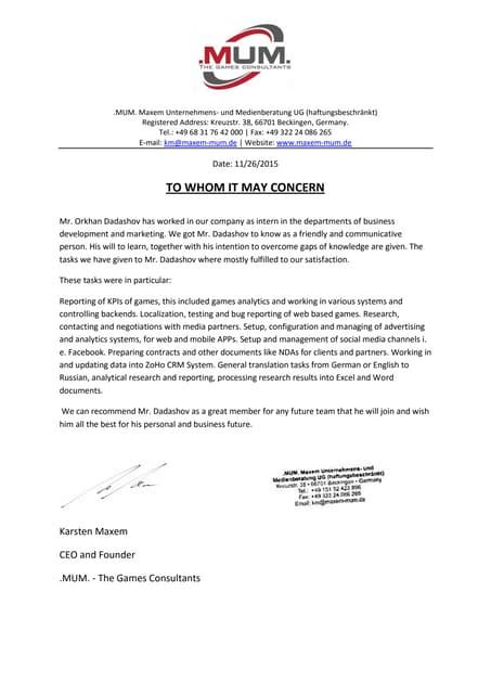 Testimonial Internship Nyc English Pdf