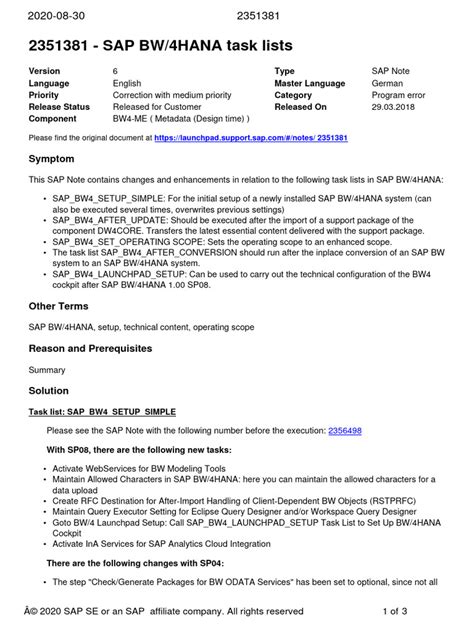 Sap Bw4hana Tasklist Pdf Software Engineering Software