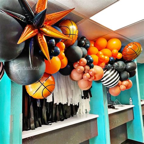 Basketball Birthday Balloon Garland Diy Basketball Balloon Etsy