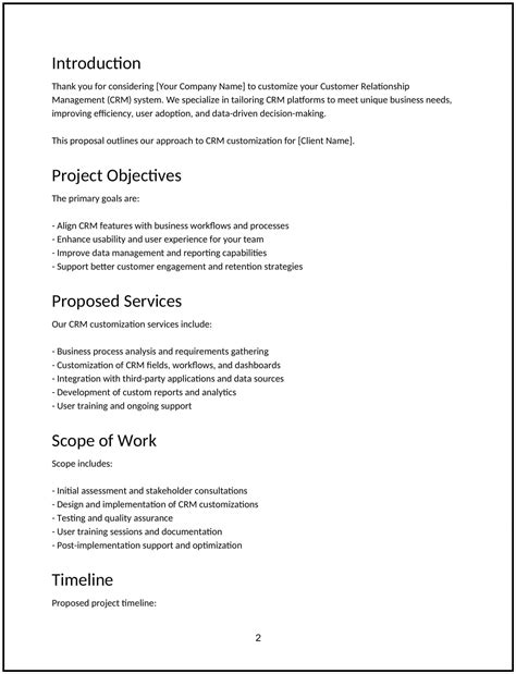 Crm Customization Proposal Free Template