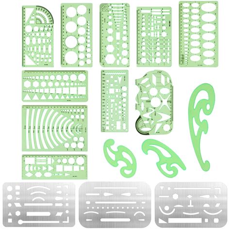 Buy 16 Pcs Geometric Drawings Templates Erasing Shield Template