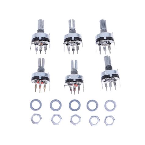 B5K-5db RV17 Potenciométer Kapcsolóval fogantyú hossza 15mm 5 Tűs B1K ...