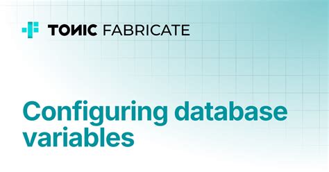 Configuring Database Variables Tonic Fabricate