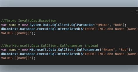 Sqlparametercollection Only Accepts Non Null Sqlparameter Type Objects