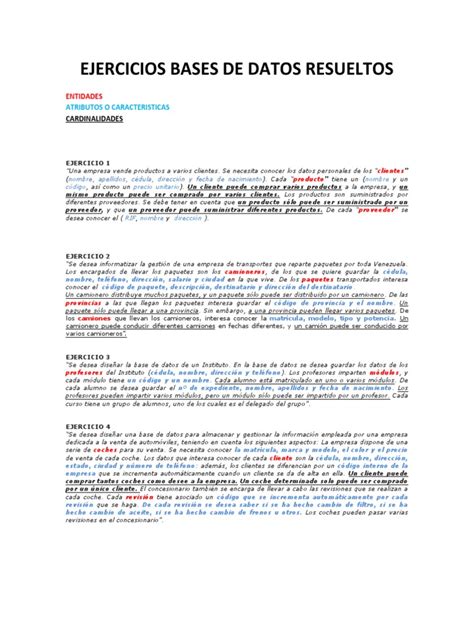 Ejercicios Bases De Datos Resueltos Pdf Asociación De Futbol Coche