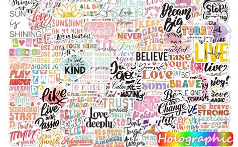 100 Pcs Positive Motivational Quote Holographic Stickers