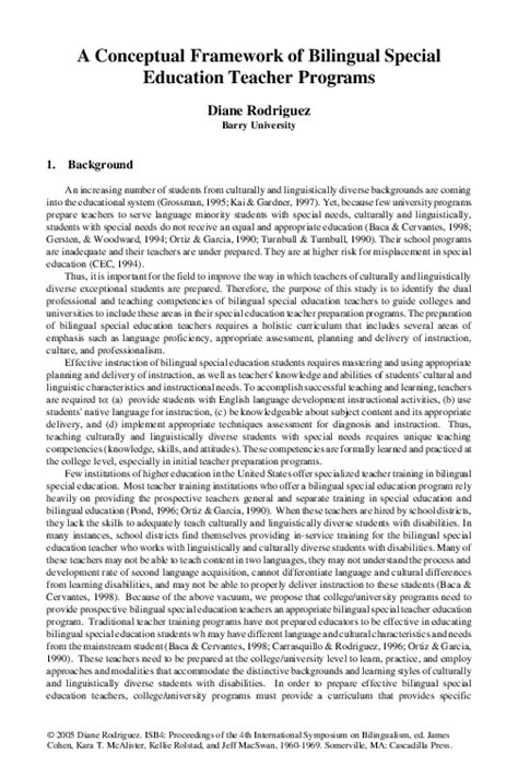 Pdf A Conceptual Framework Of Bilingual Special Education Teacher Programs